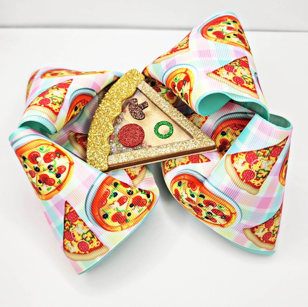 Jumbo Pizza Hair Bow/big Bows/6 Hair Bows/shaker Bows/jumbo Boutique ...