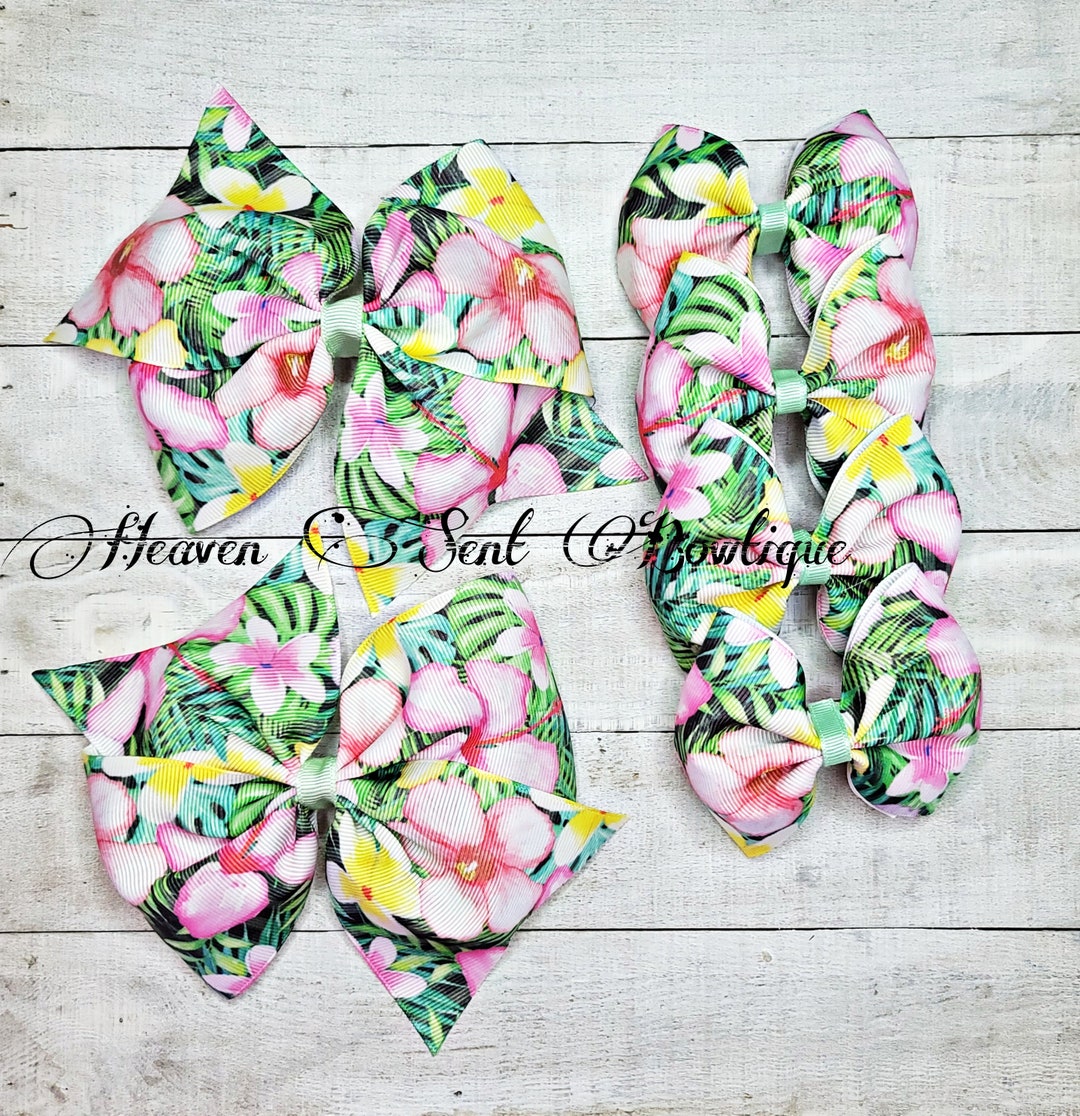 Aloha Hair Bow/hawaii Headband/ribbon Pinwheel Hair Bows/bows for Girls ...