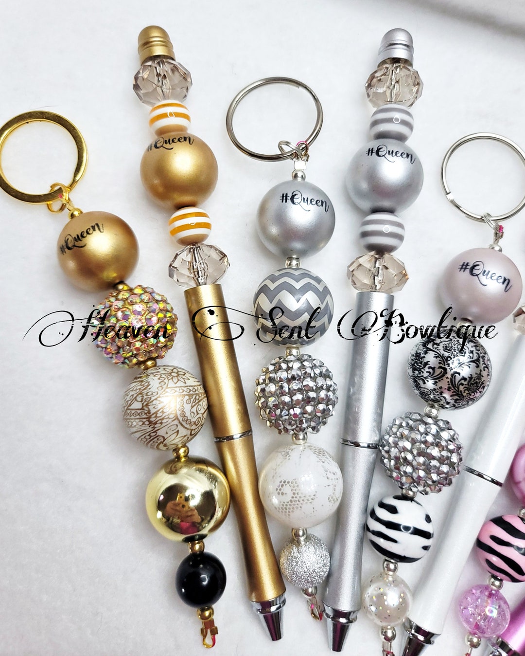 Queen Beaded Pen Sets, Queen Key Chain. Beaded Key Chain, Key Chain ...
