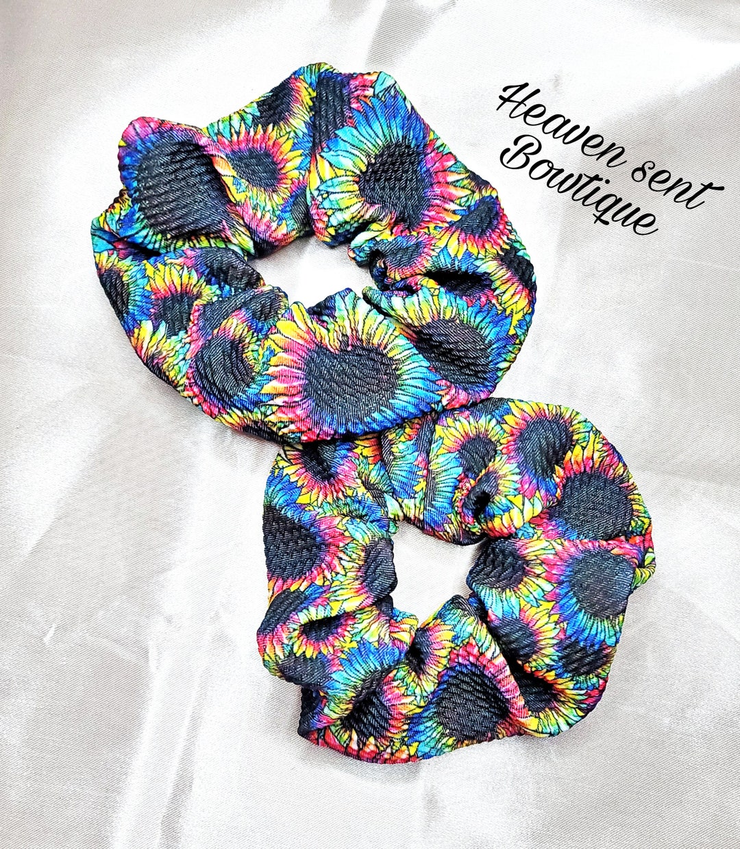 Rainbow Sunflower Scrunchie, Hair Tie, Scrunchie, Scrunchy, Flower ...
