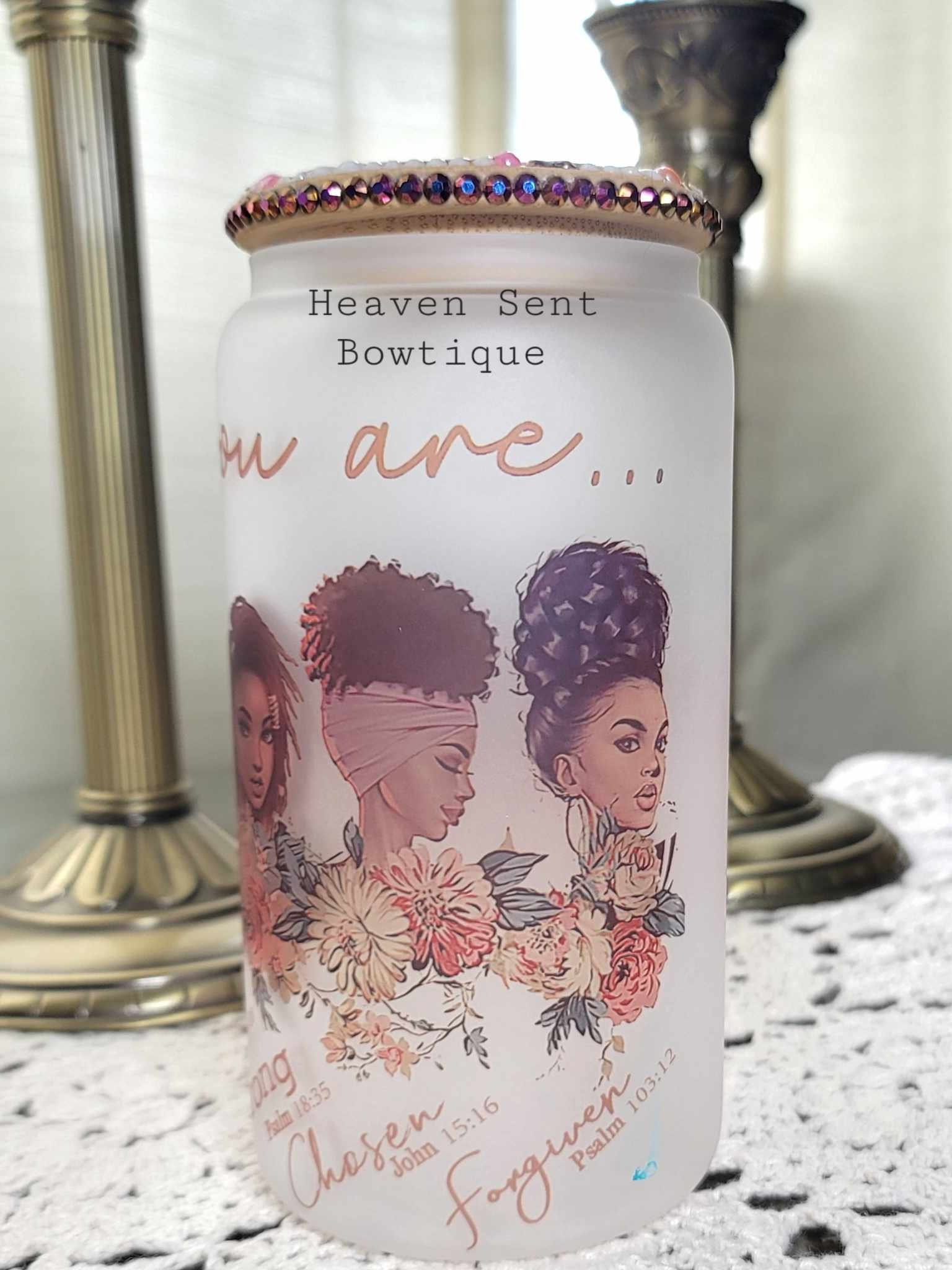 Christian Libby Glass, Libby Glass With Lid and Straw, Glass Tumbler ...