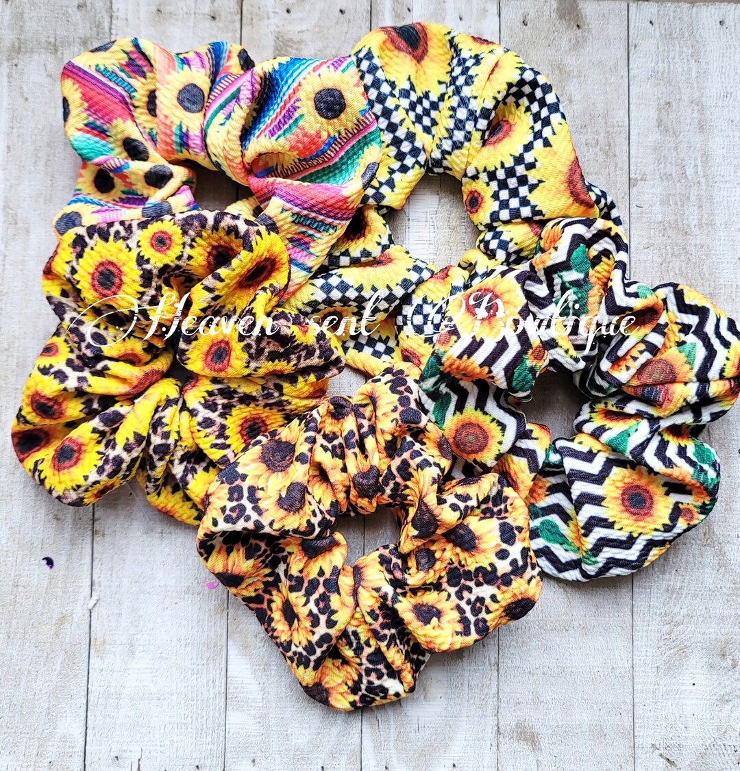 Sunflower Scrunchie Hair Tie Scrunchie Scrunchy Flower - Etsy