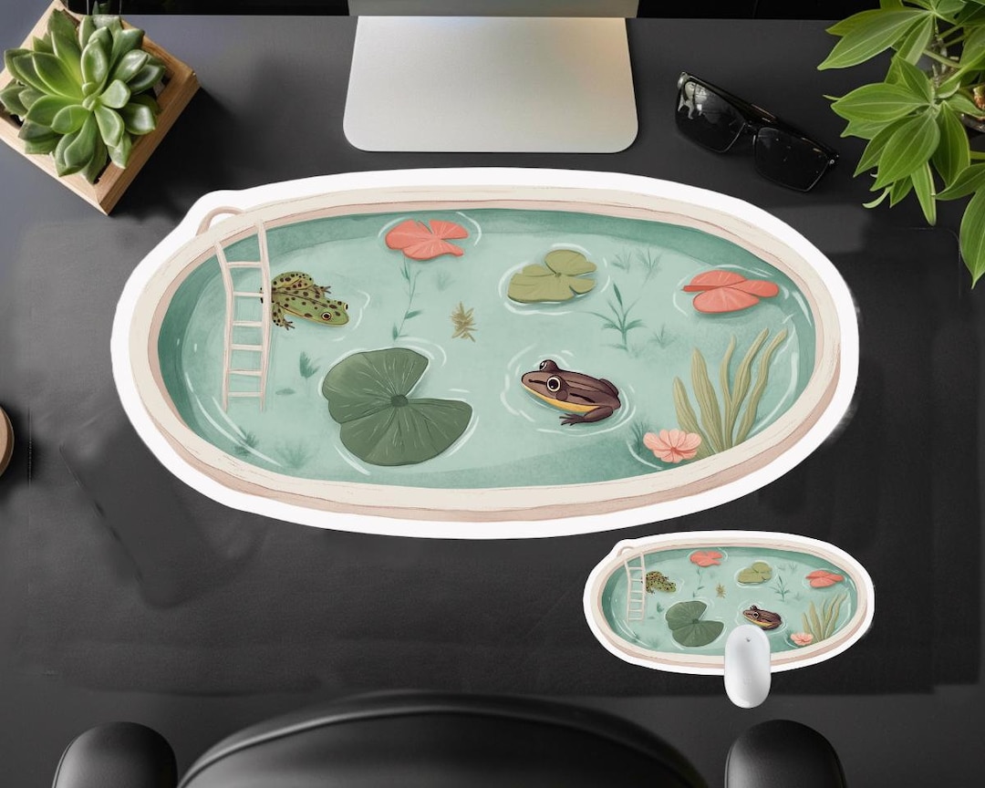 Frog Pond Die Cut Desk Mat: Kawanature Lily Pads Gaming Pad - Etsy