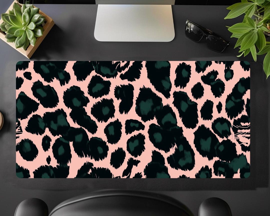 Leopard Print Desk Mat, Aesthetic Boho Abstract Mouse Pad, Cute Animal ...
