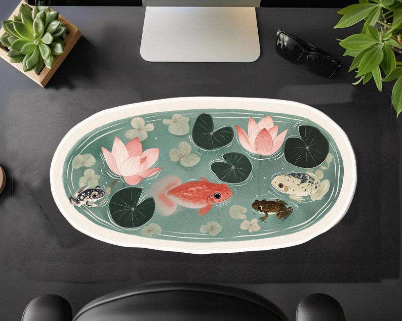 Koi Pond Die Cut Desk Mat, Tranquil Japanese Gaming Pad - Etsy