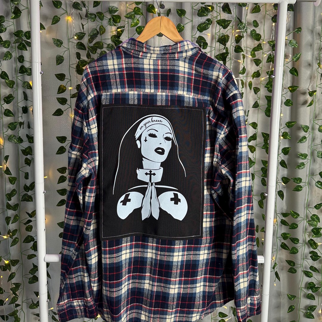 On Your Knees, Nun Flannel Mens XL, BDSM Gift, BDSM Quotes, Ddlg, Dom ...