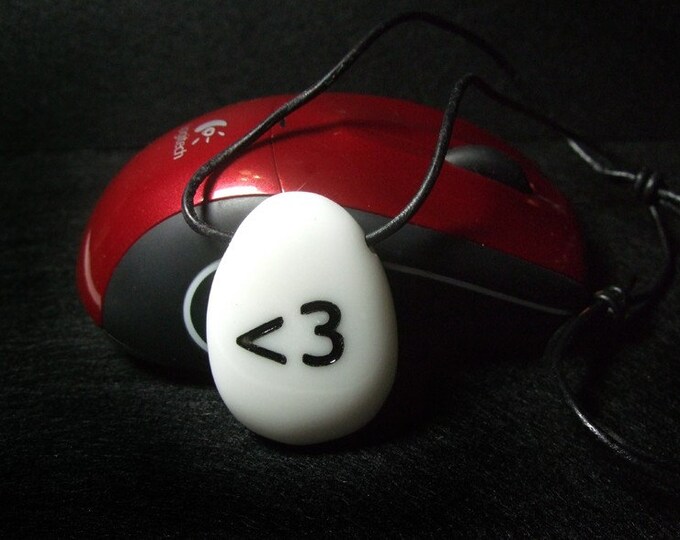 ASCII Emoticon Less Than 3 Symbol Snow Quartz Necklace With Leather ...