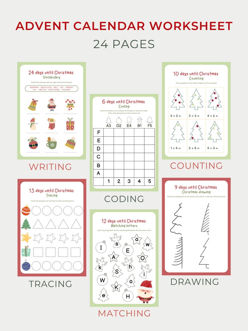 Printable Christmas Activity Bundle for Prek, Christmas Coloring Pages ...