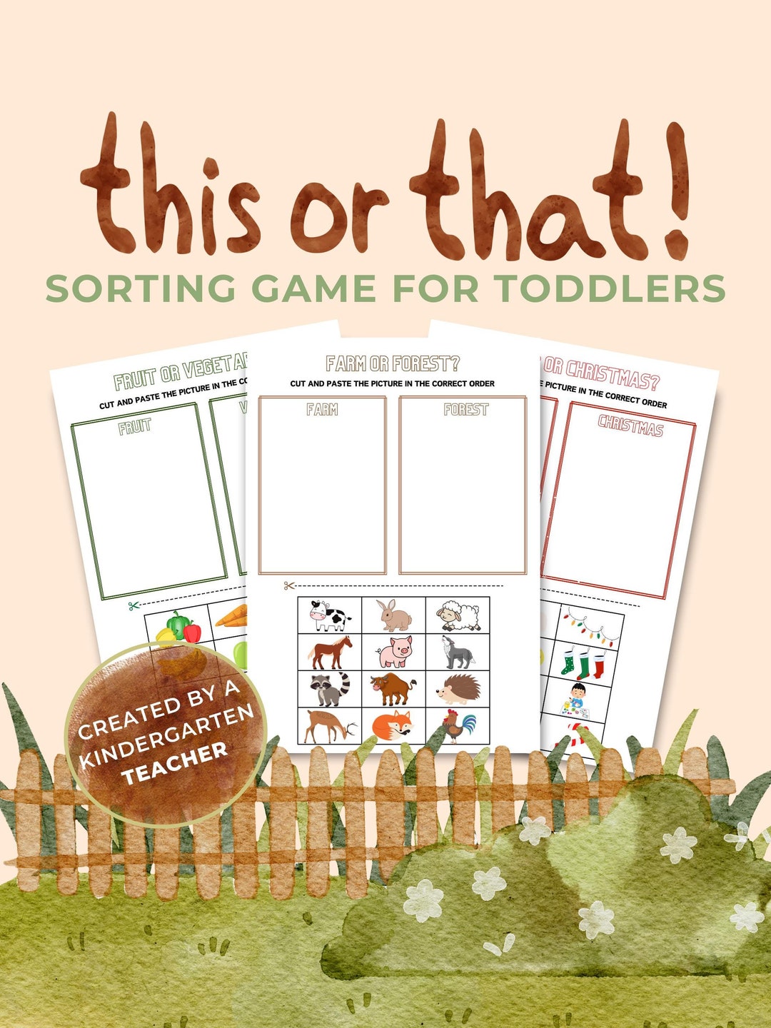 Printable Sorting Activity for Kids, Educational Sorting Game ...