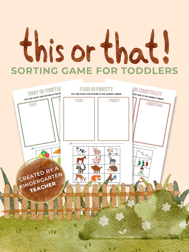 Printable Sorting Activity for Kids, Educational Sorting Game ...