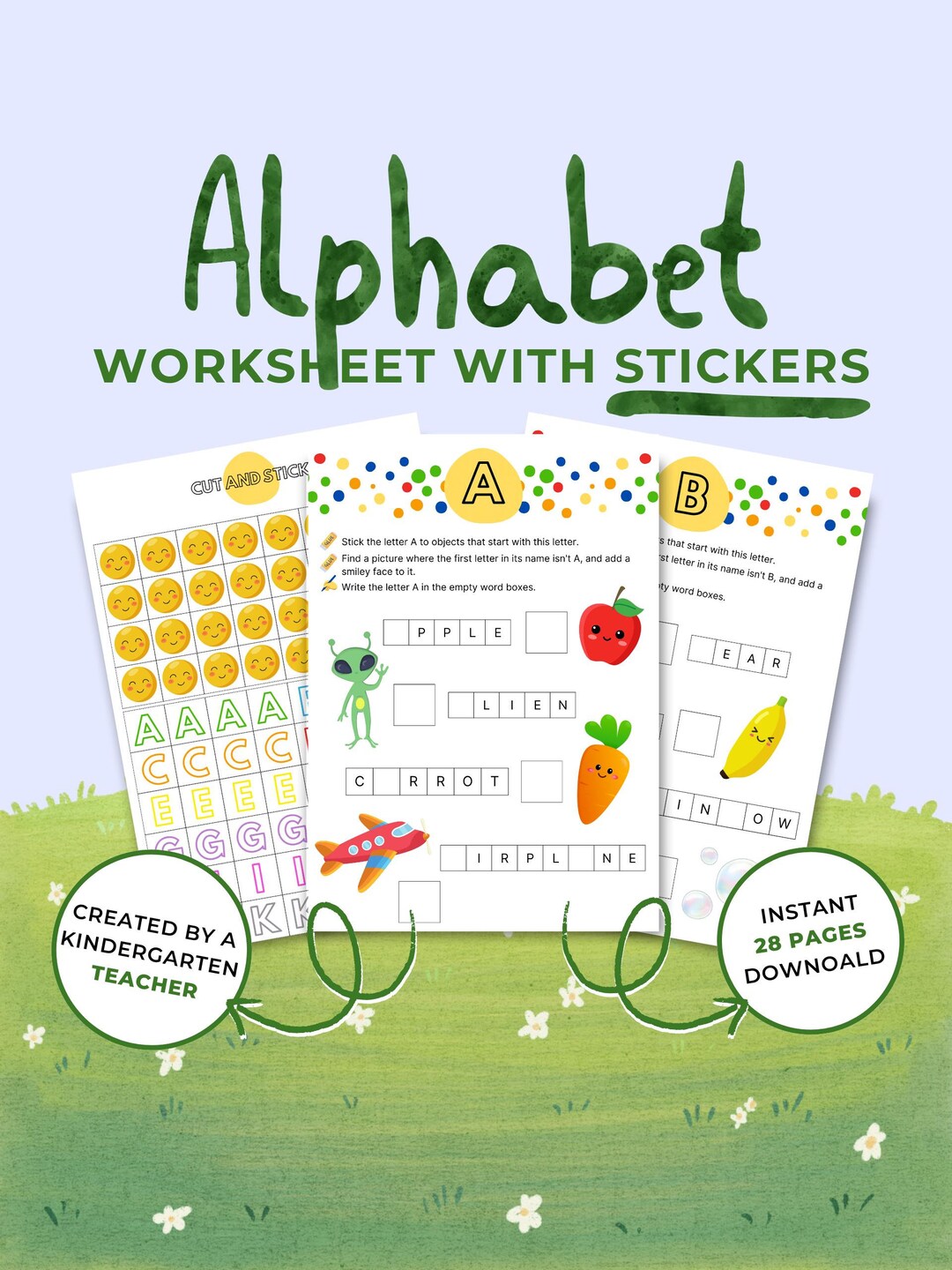 Printable Alphabet Worksheet for Toddlers, Preschool Educational ...