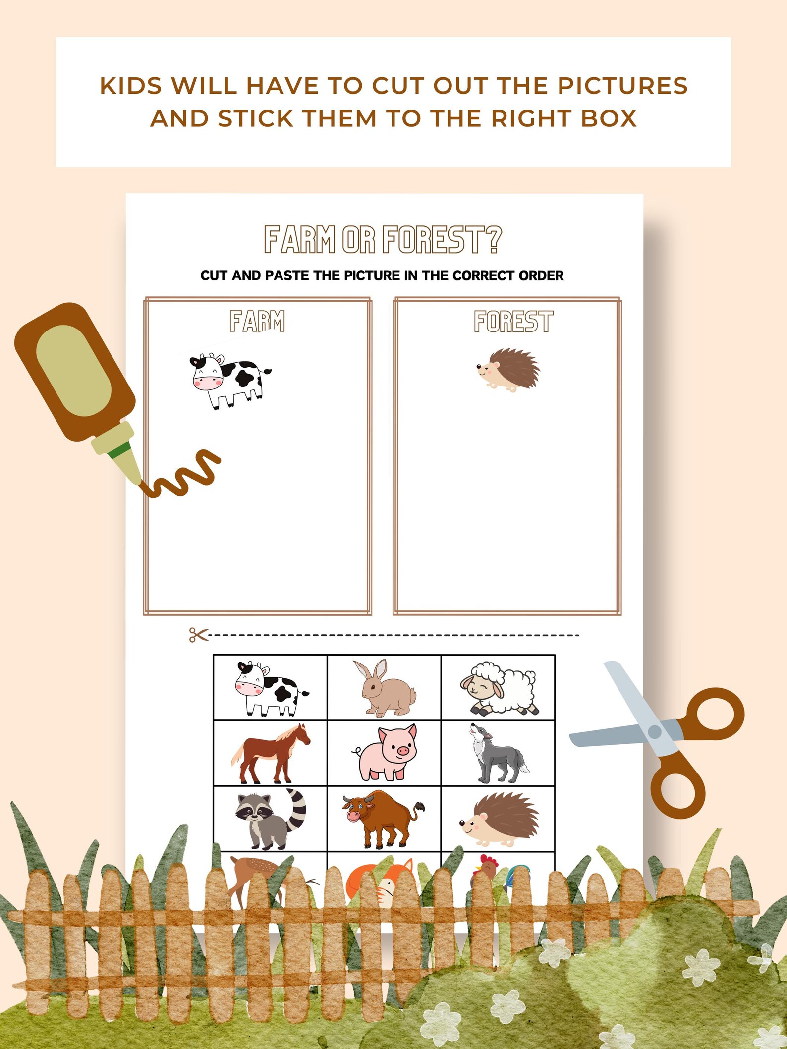 Printable Sorting Activity for Kids, Educational Sorting Game ...