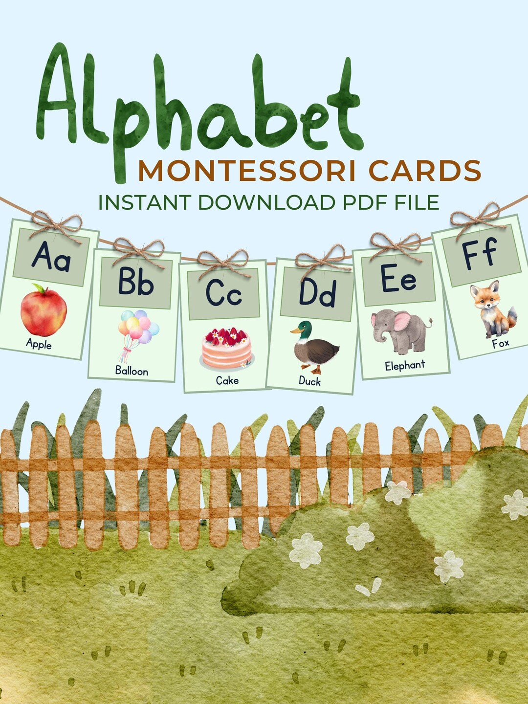 Printable Alphabet Flash Cards, PDF Montessori ABC Cards, Alphabet ...