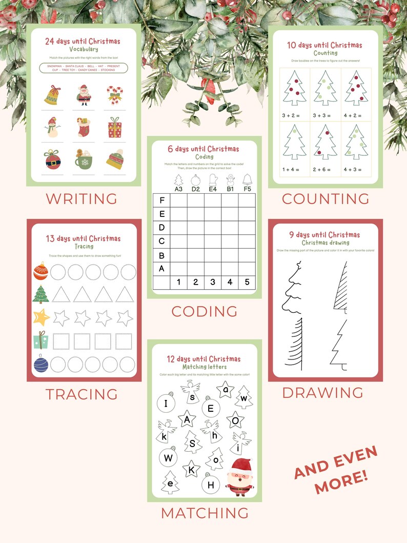 Printable Advent Calendar for Kids, Christmas Toddler Busy Book ...