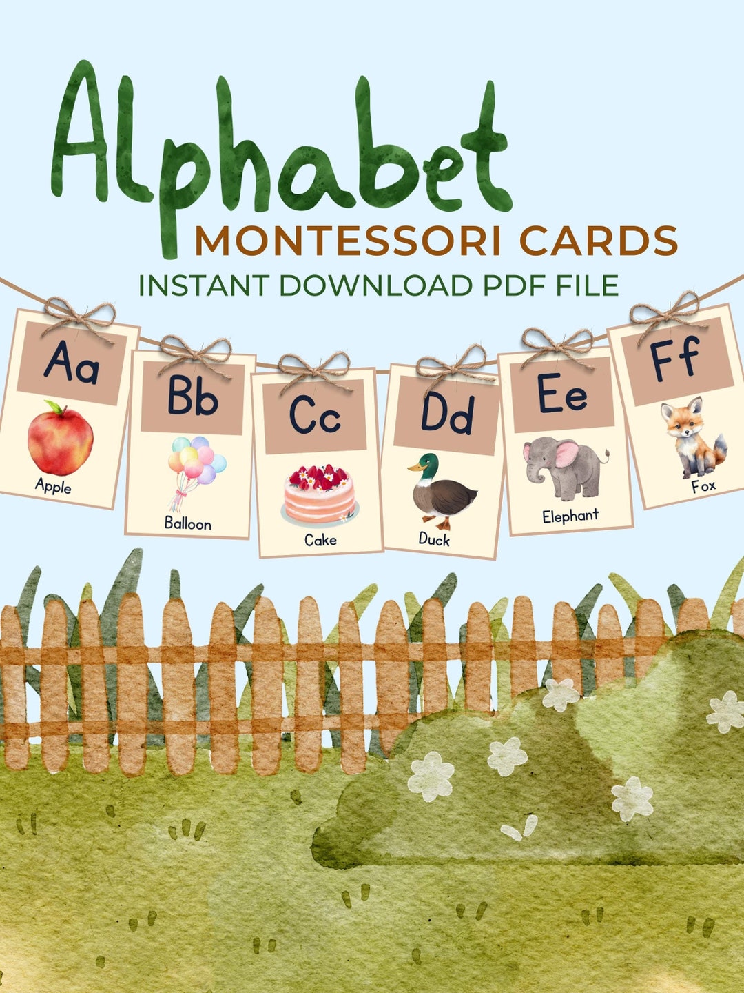 Printable Alphabet Flash Cards, PDF Montessori ABC Cards, Alphabet ...