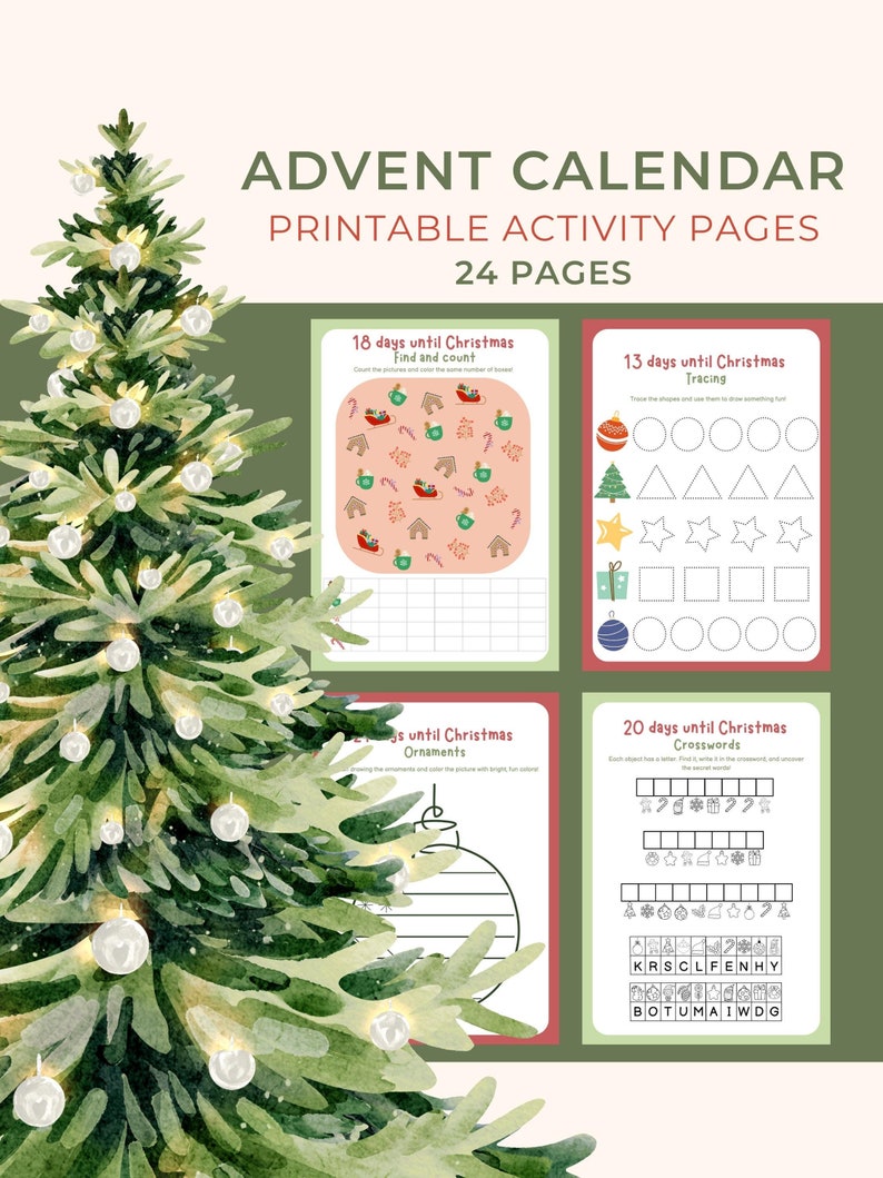 Printable Advent Calendar for Kids, Christmas Toddler Busy Book ...