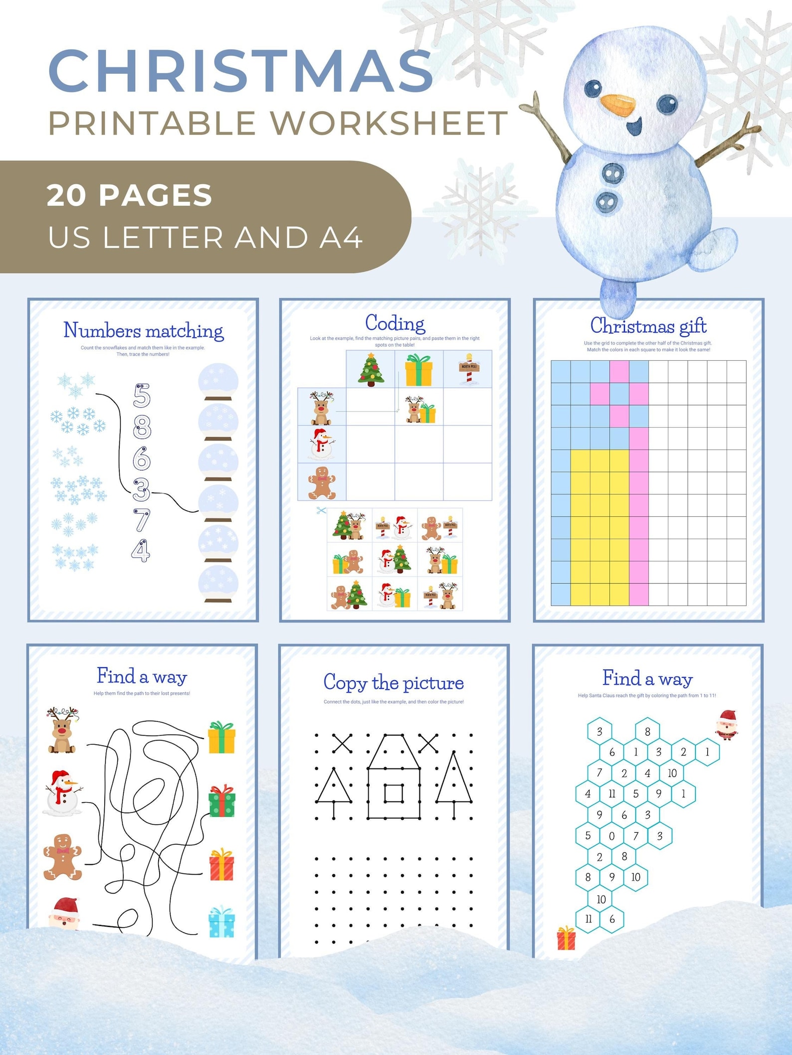Christmas Printable Busy Book for Toddlers, Christmas Activity for Prek ...
