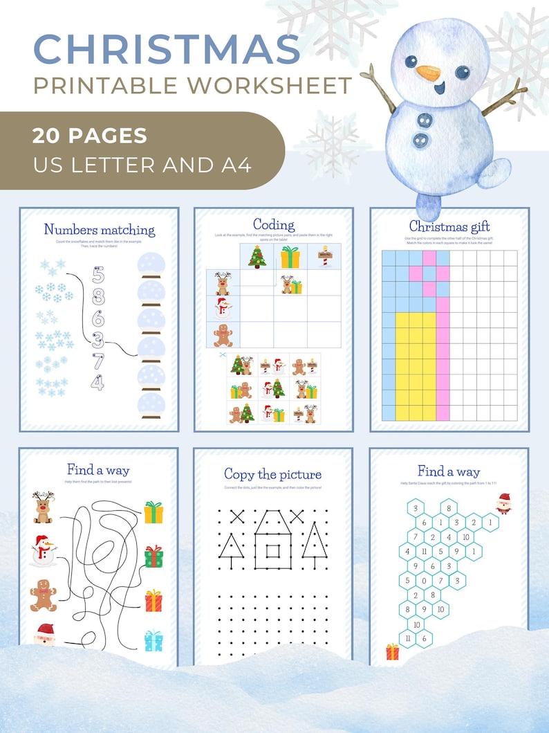 Christmas Printable Busy Book for Toddlers, Christmas Activity for Prek ...