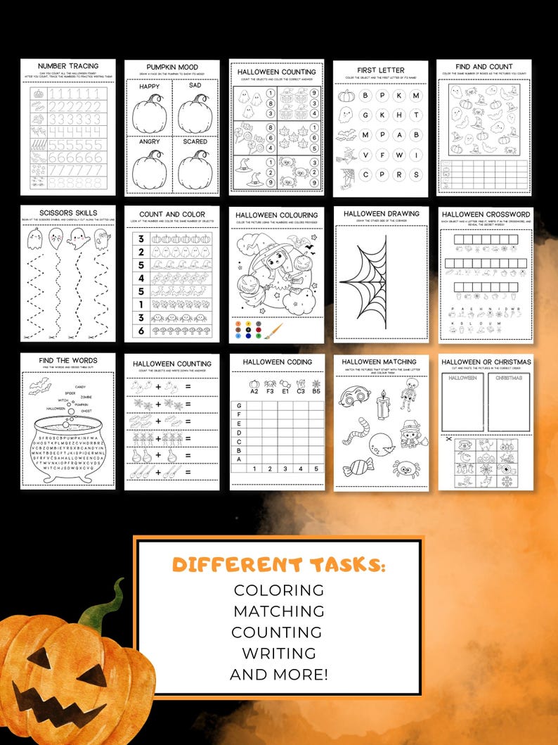 Printable Halloween Activity Book for Toddlers, Halloween Party ...