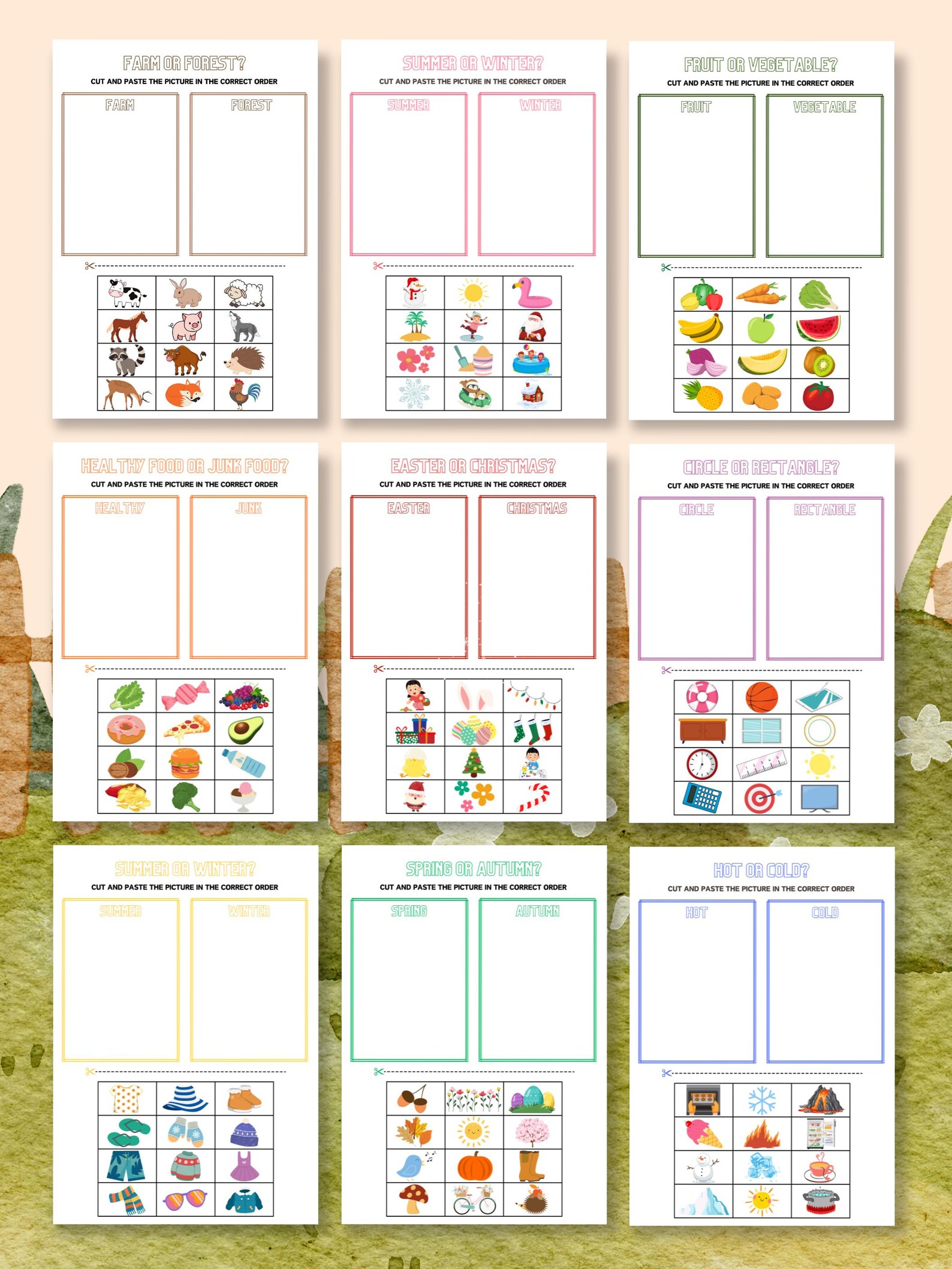 Printable Sorting Activity for Kids, Educational Sorting Game ...