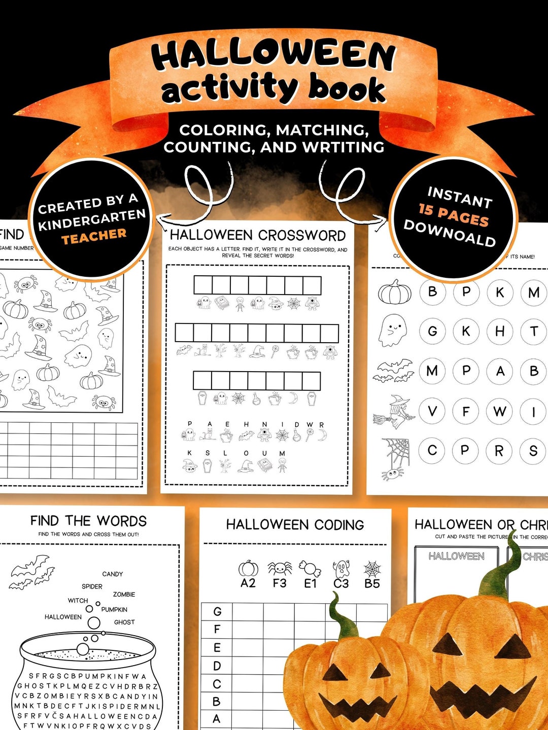 Printable Halloween Activity Book for Toddlers, Halloween Party ...
