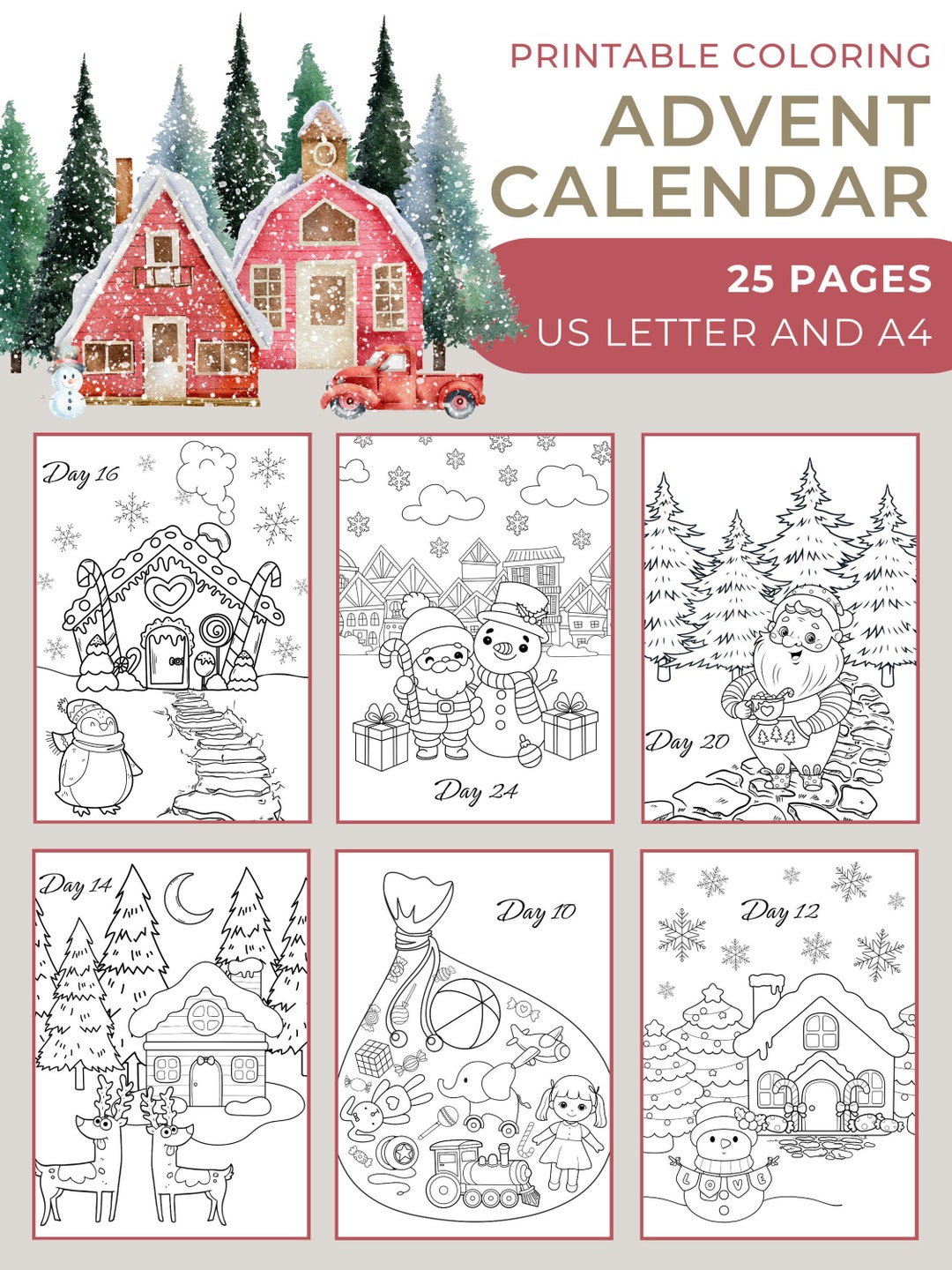 Printable Advent Calendar 2024 for Kids, Christmas Busy Book, Christmas ...