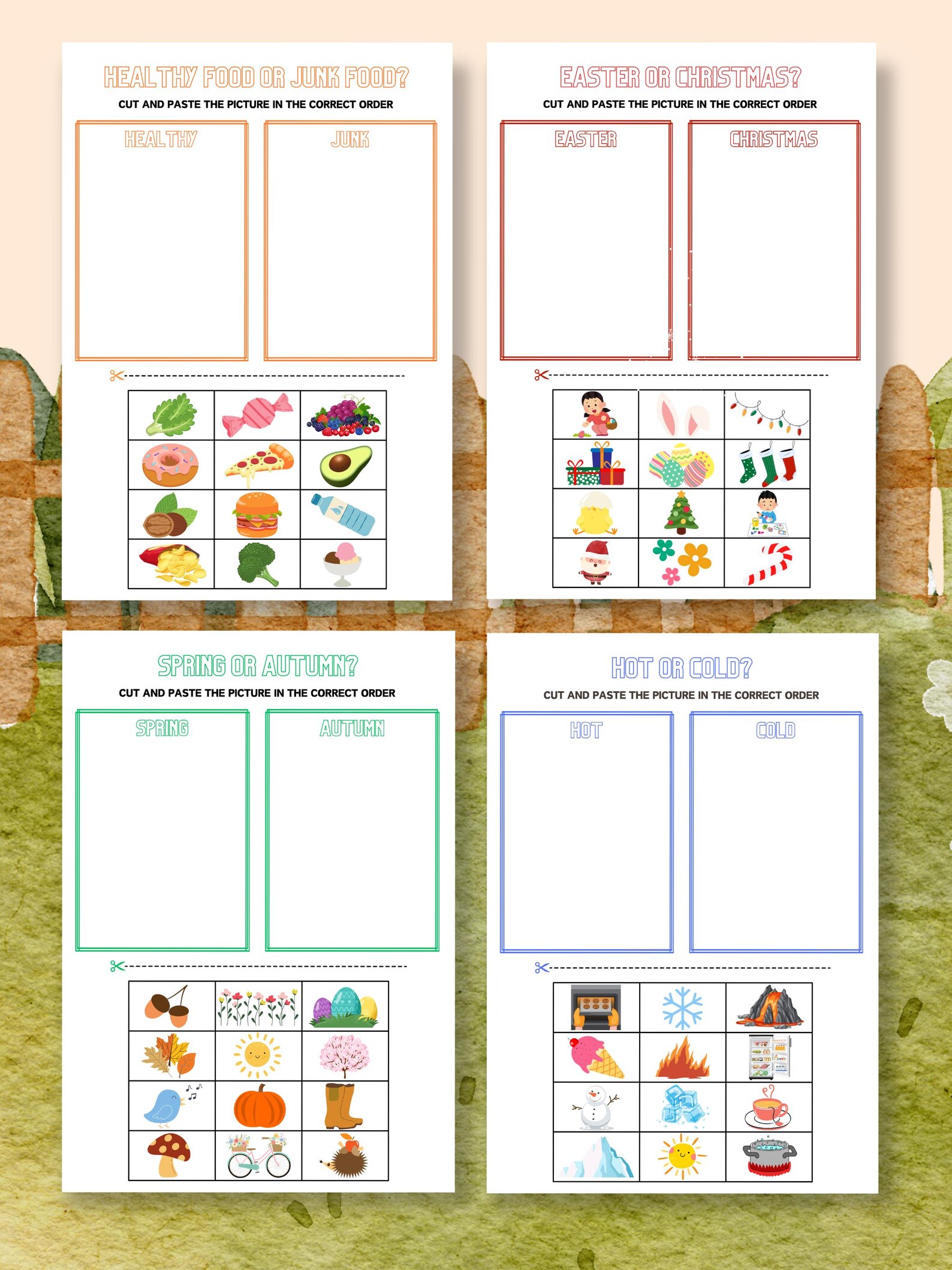 Printable Sorting Activity for Kids, Educational Sorting Game ...