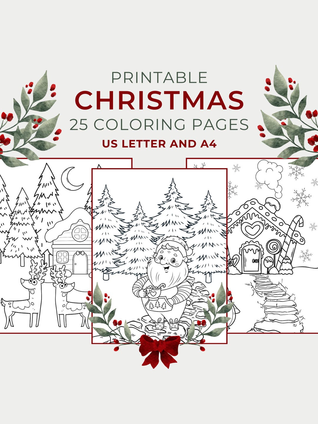 Printable Christmas Coloring Pages for Kids, Holidays Coloring Book ...