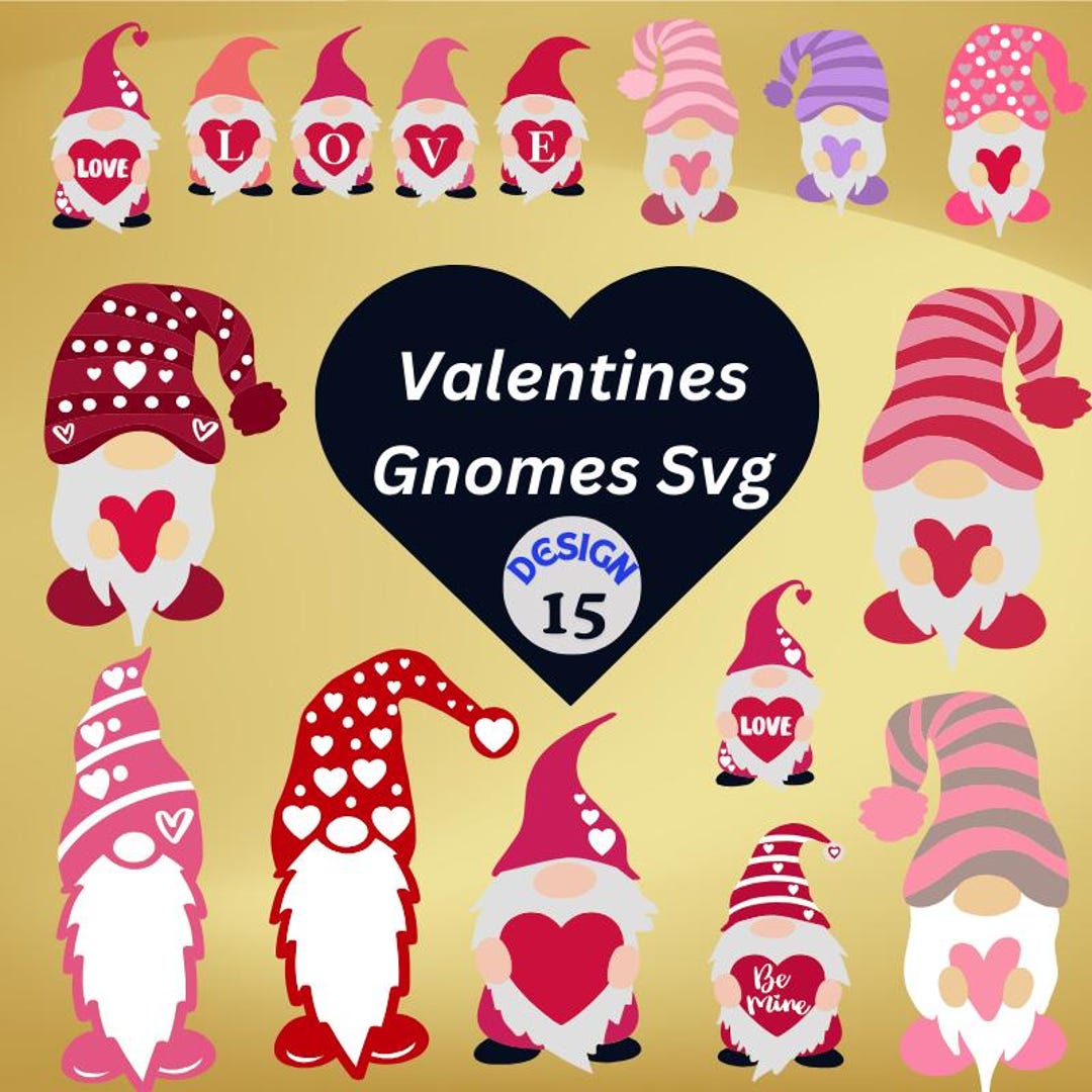 Valentine Gnomes Svg Bundle,valentine Svg,valentines Day Svg,gnomes Svg ...