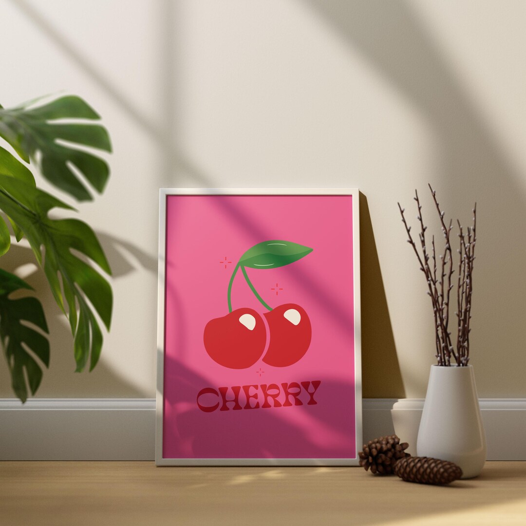 Cherry Poster Cherries Print Trendy Wall Art Retro Wall Art Download ...