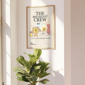 The Breakfast Crew Retro Motivational Quote Poster Kitchen Wall Art ...
