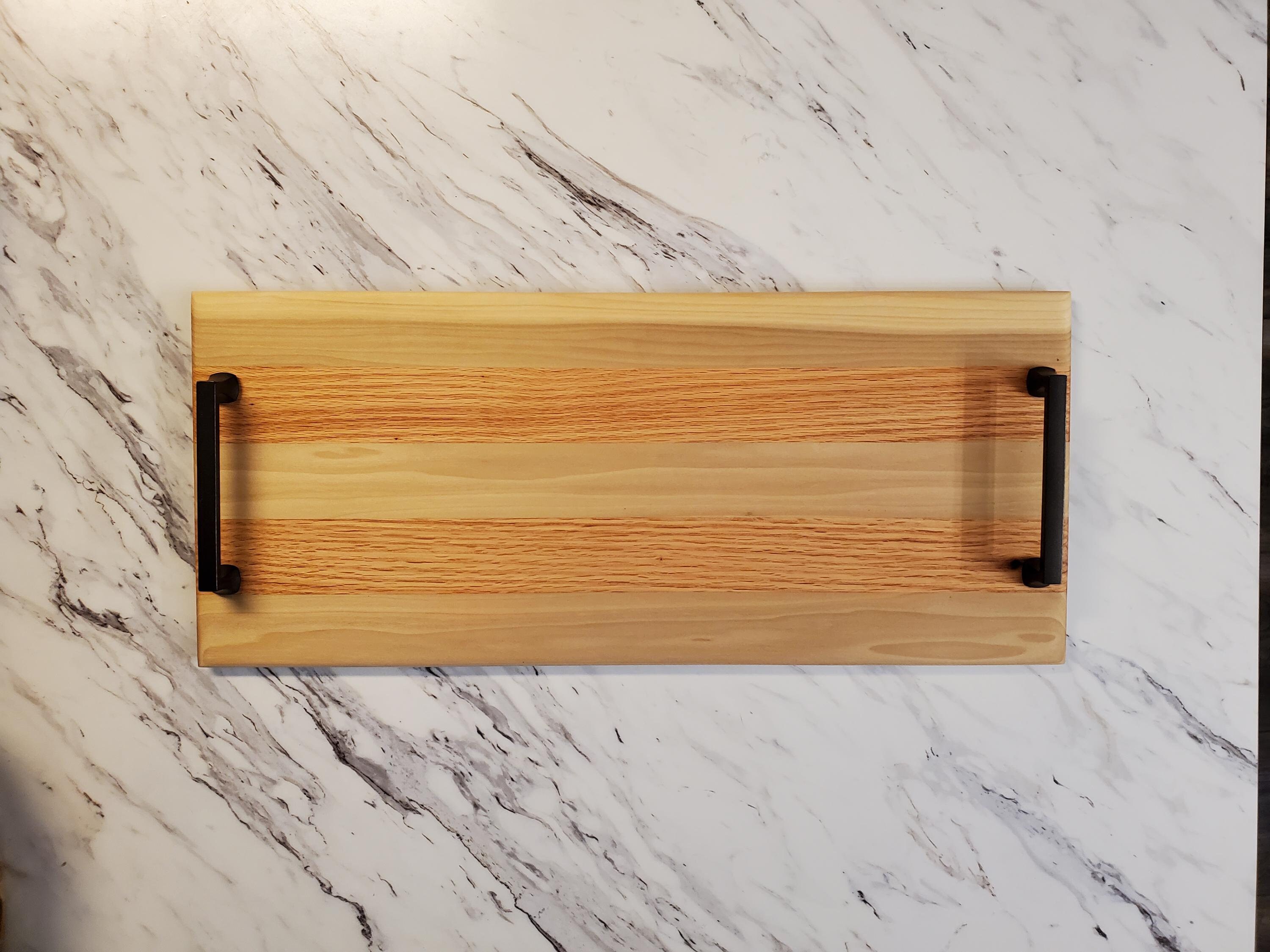 Hardwood Food Safe Serving Tray With Square Handles - Etsy