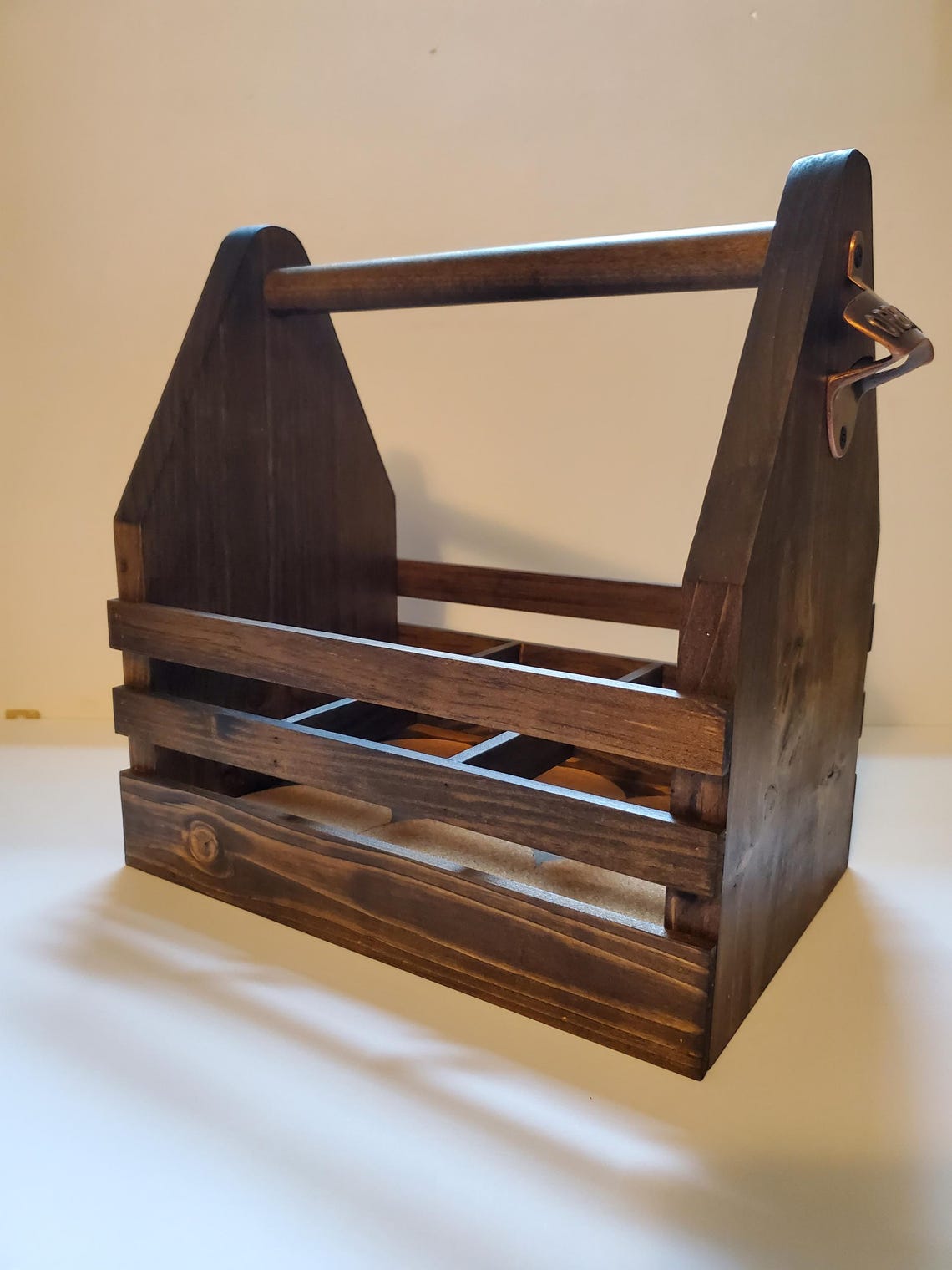 Handmade Wooden Beer & Wine Tote | 6-bottle Carrier With Cork Dividers ...