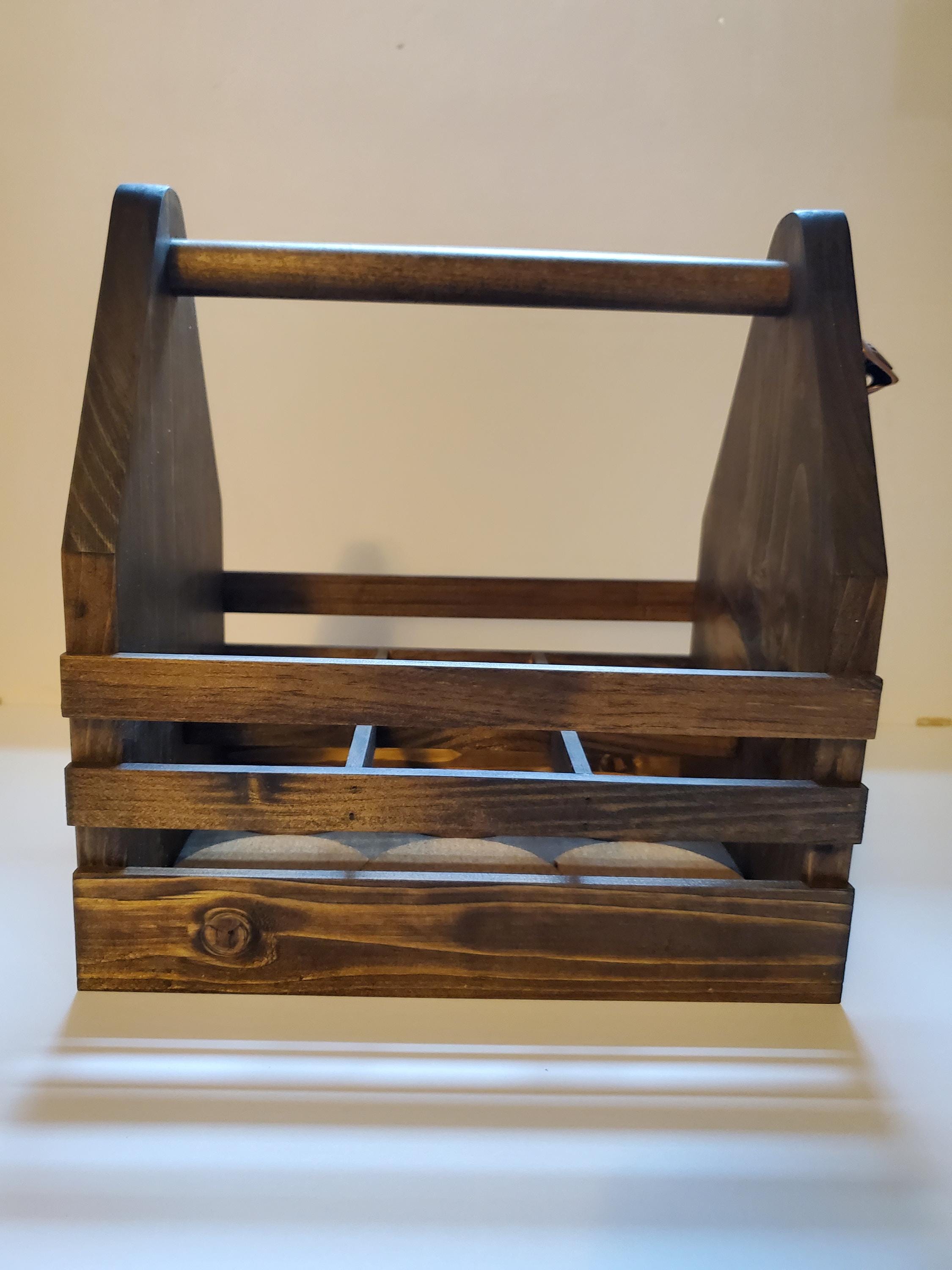 Handmade Wooden Beer & Wine Tote | 6-bottle Carrier With Cork Dividers ...