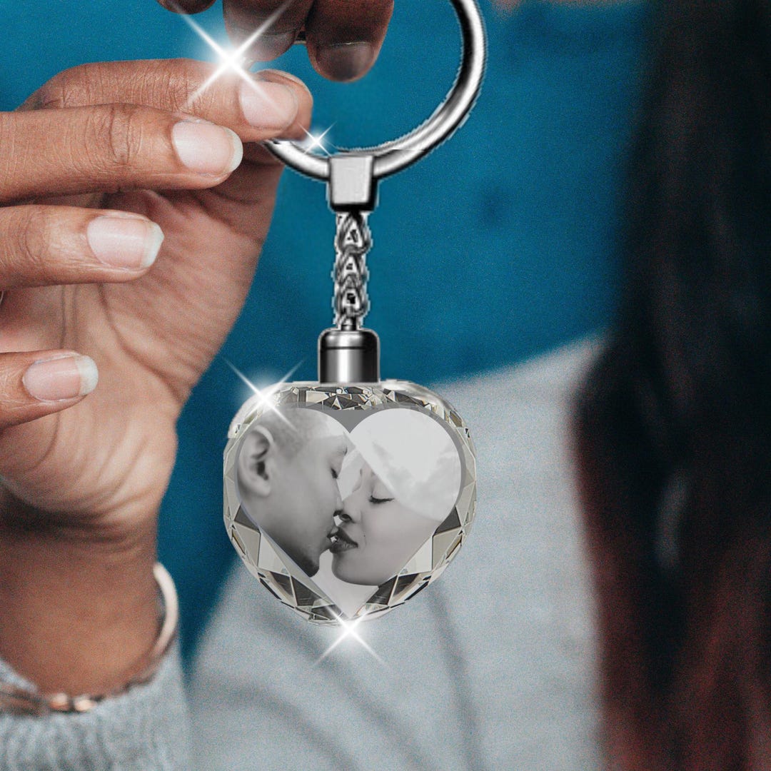 3D Crystal - Heart Keychain - Etsy