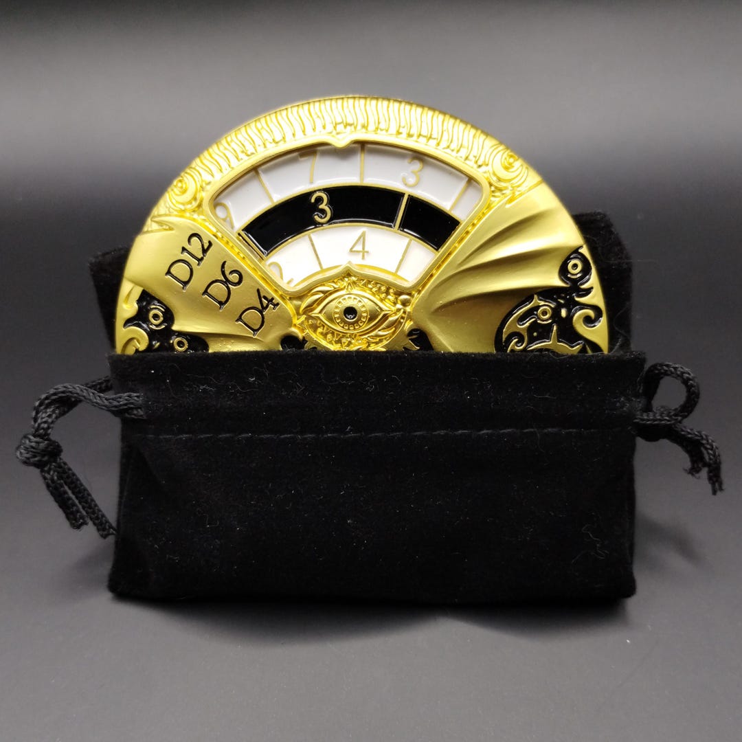 Dragon & Eye Deluxe Dice Spinner Compass Dice - Gold With Black ...