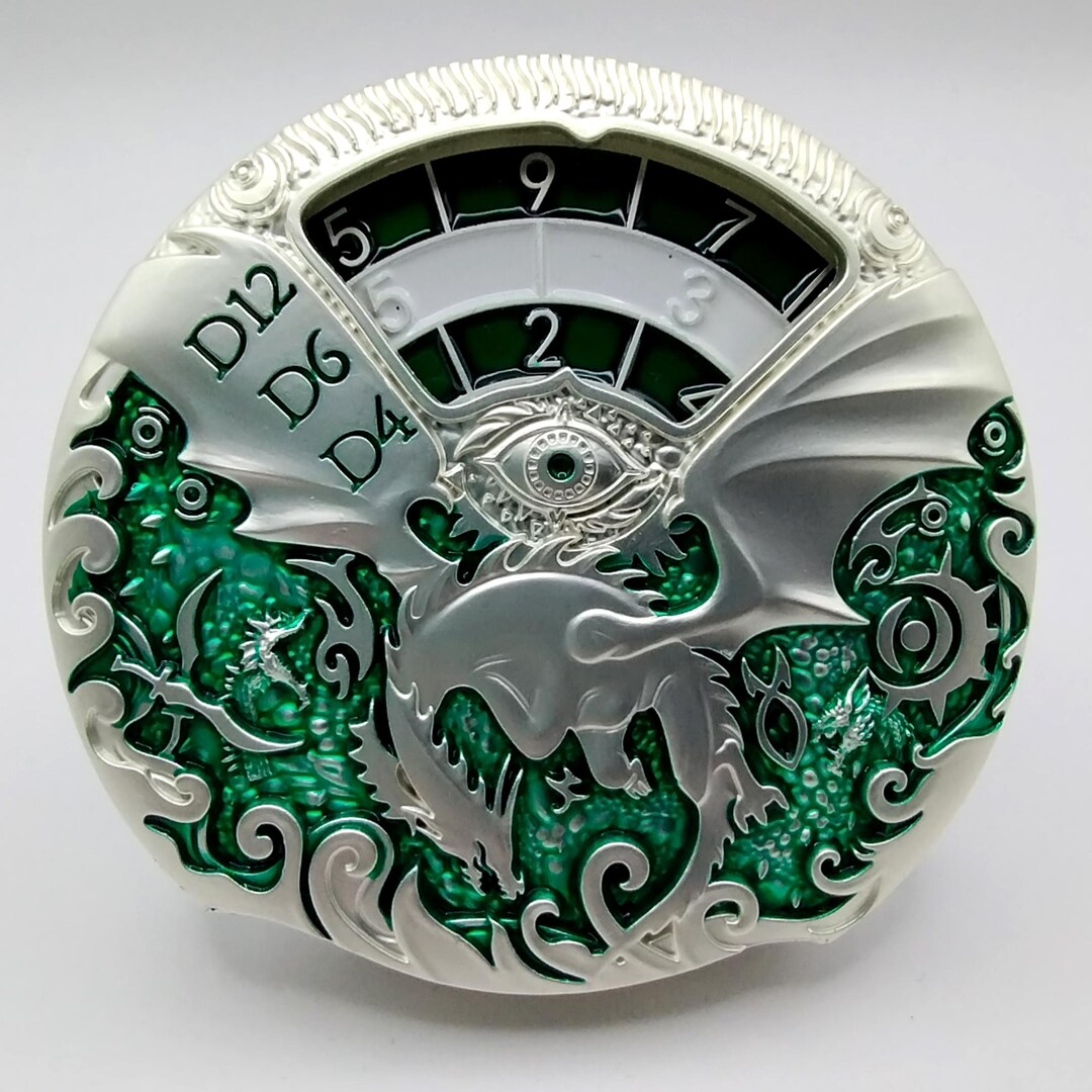 Dragon & Eye Deluxe Dice Spinner Compass Dice Silver With Green - Etsy