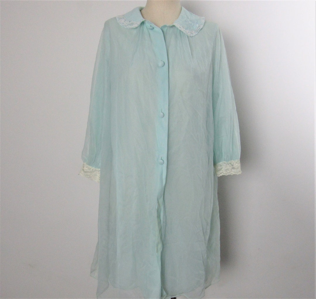 1950s Aqua Blue Chiffon Robe Size Medium - Etsy