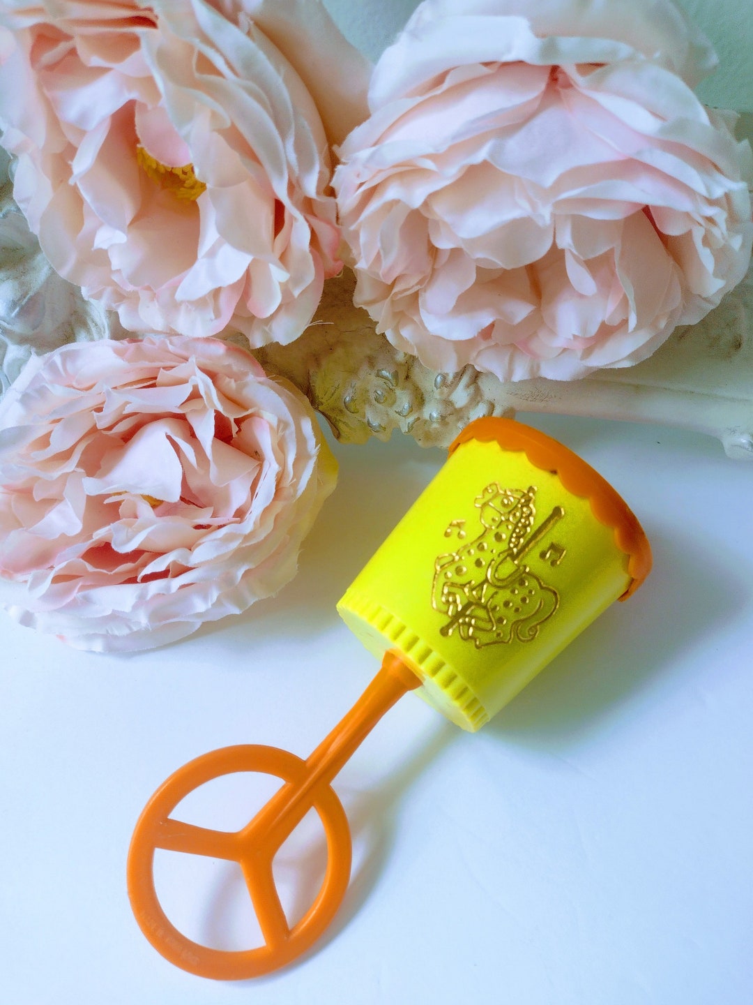 Vintage Baby Rattle. 1970s Yellow Bing Bong Rattle - Etsy