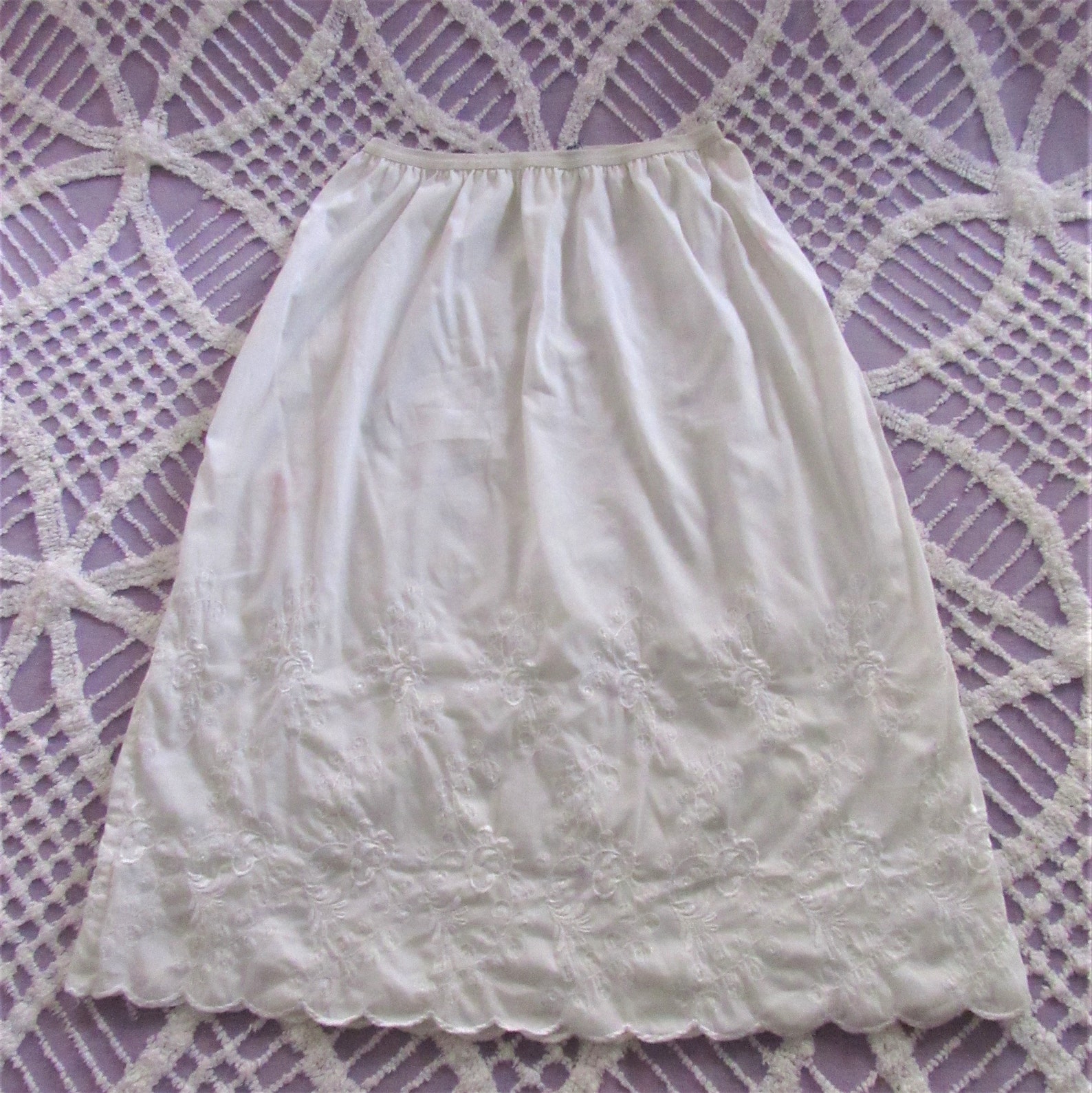 Lady Lynne White on White Embroidered Half Slip / Boho Garden | Etsy