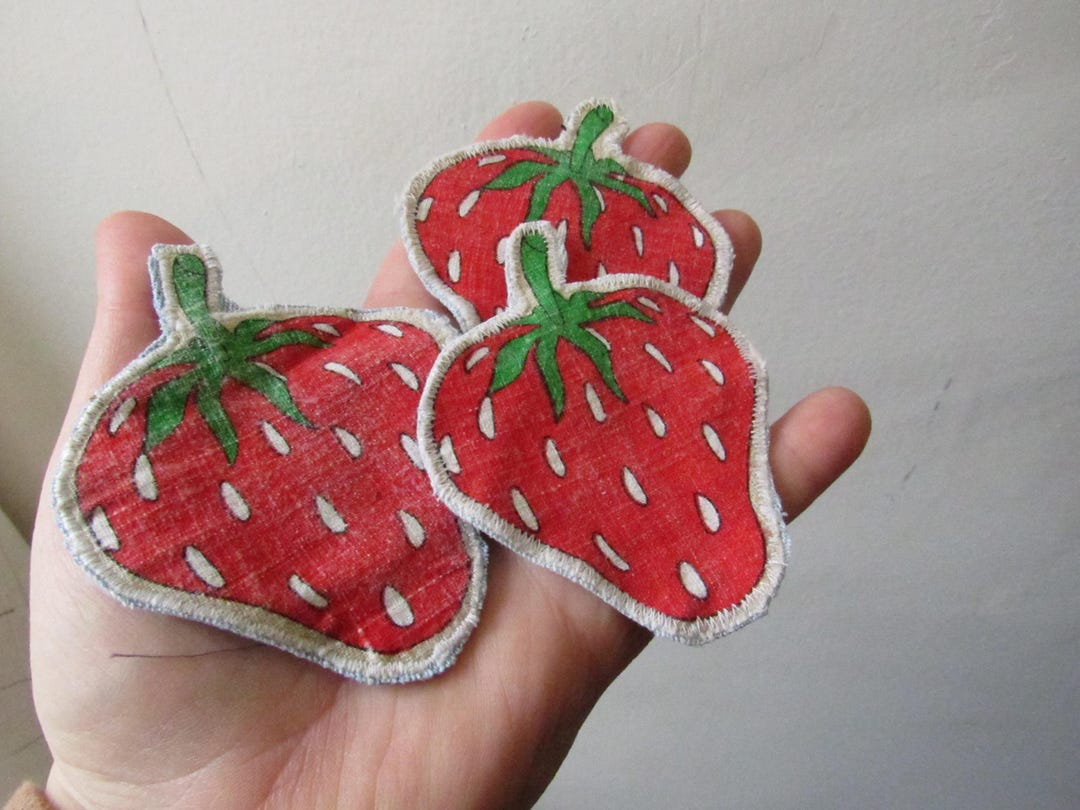 Strawberry Patches Large Upcycled Strawberries With Denim Backing - Etsy