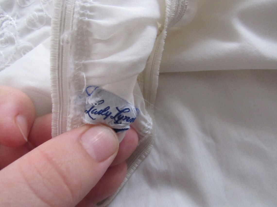 Lady Lynne White on White Embroidered Half Slip / Boho Garden | Etsy