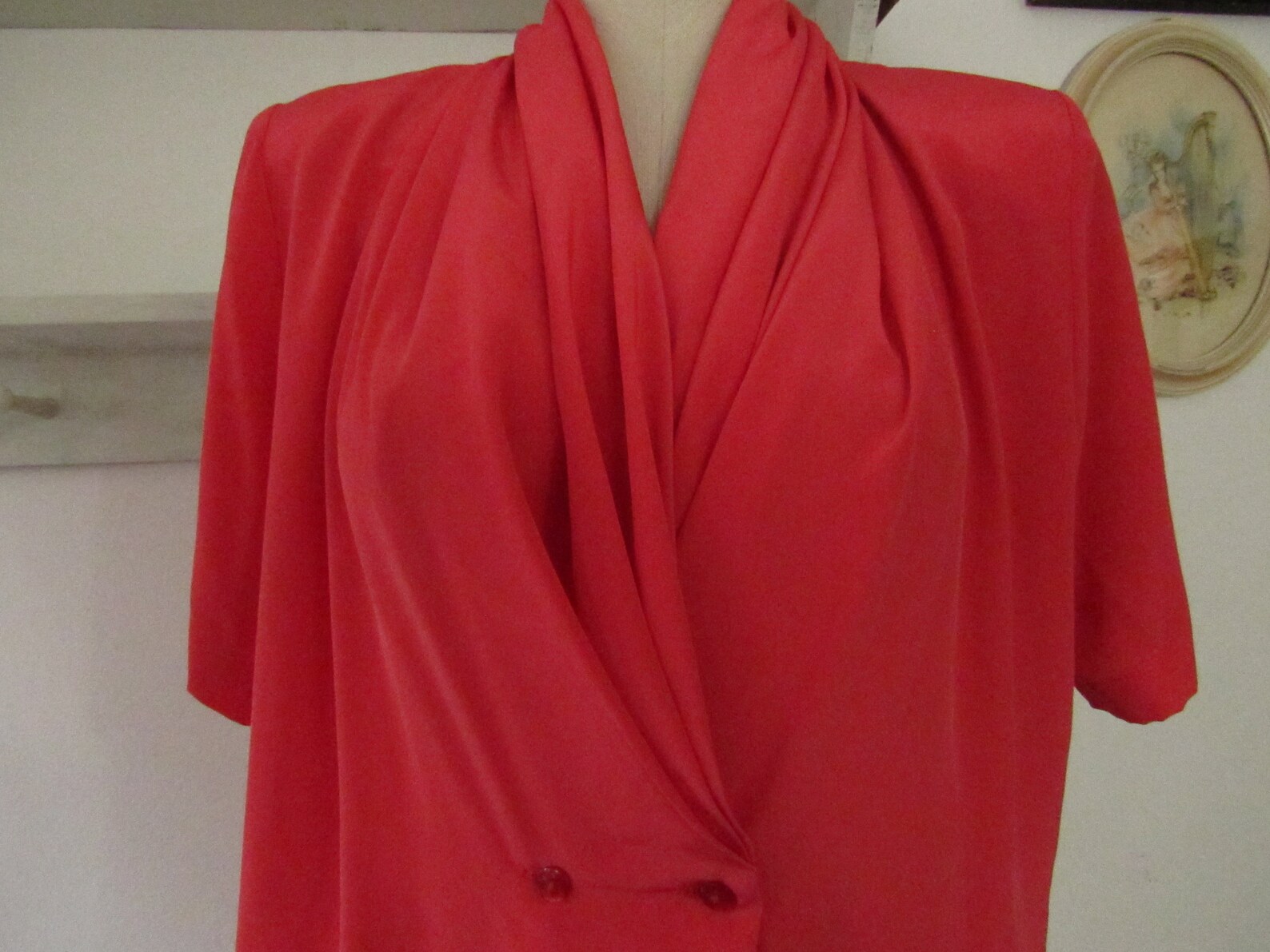 1980s Dark Salmon Pink Silky Blouse - Etsy