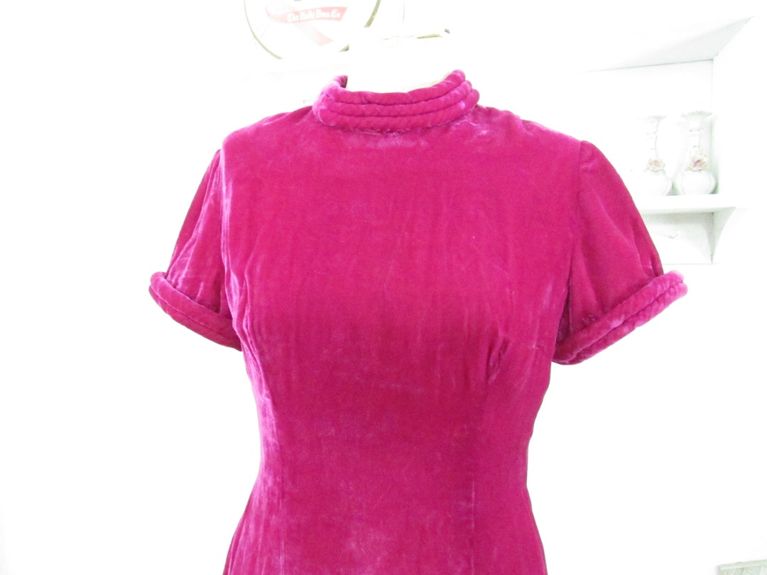 Hot Pink Vintage 1960s MOD Unique Raspberry Velvet Dress - Etsy