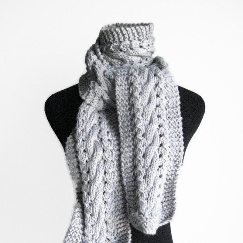Gray Knitted Scarf - Etsy