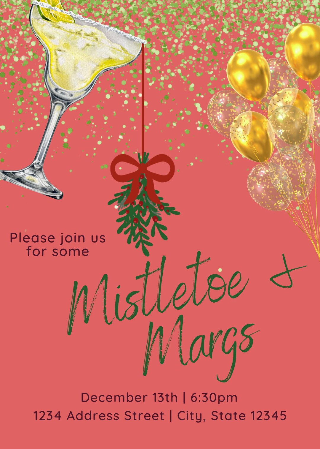 Mistletoe and Margs Party Invitation, Mistletoe & Margaritas Party ...