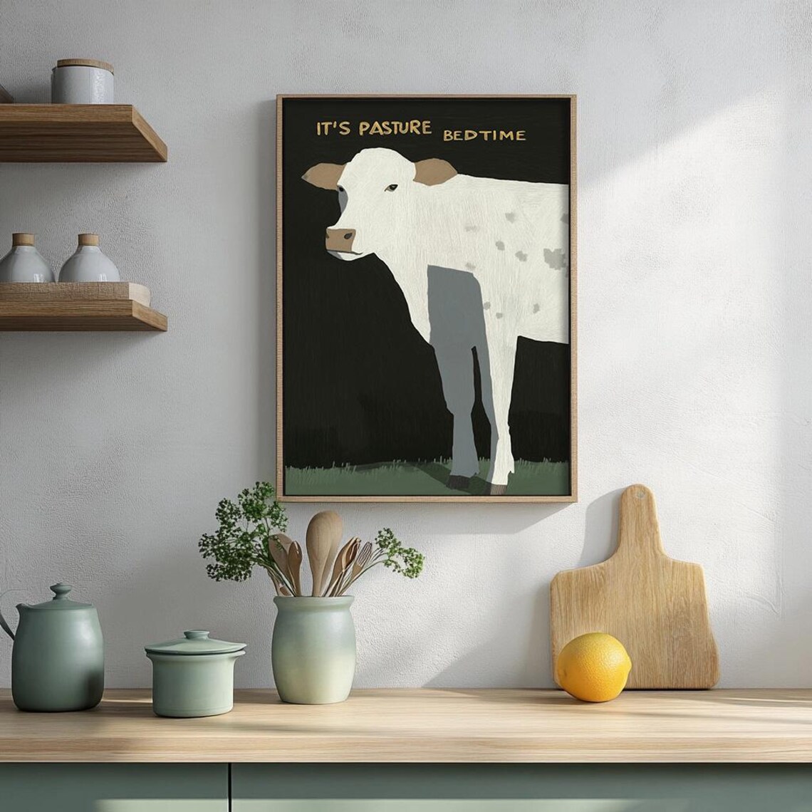 It's Pasture Bedtime, Cow Printable Wall Art, Bovine Poster, Digital ...