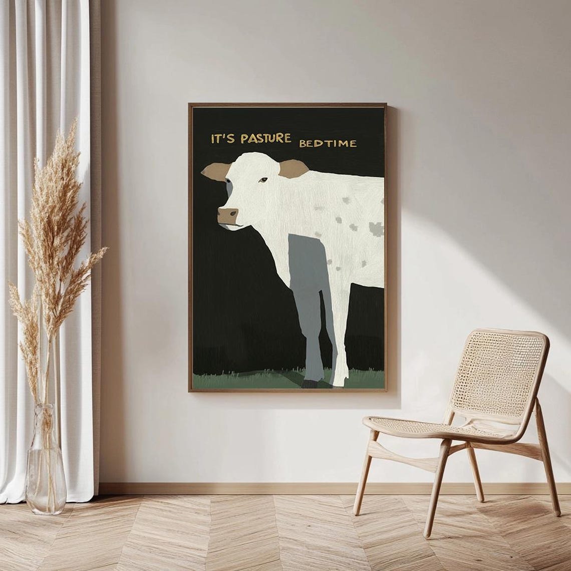 It's Pasture Bedtime, Cow Printable Wall Art, Bovine Poster, Digital ...