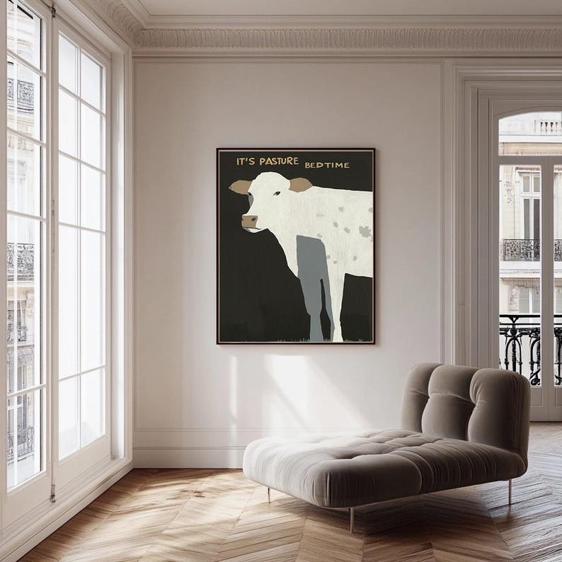 It's Pasture Bedtime, Cow Printable Wall Art, Bovine Poster, Digital ...