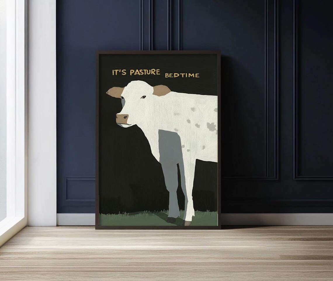 It's Pasture Bedtime, Cow Printable Wall Art, Bovine Poster, Digital ...